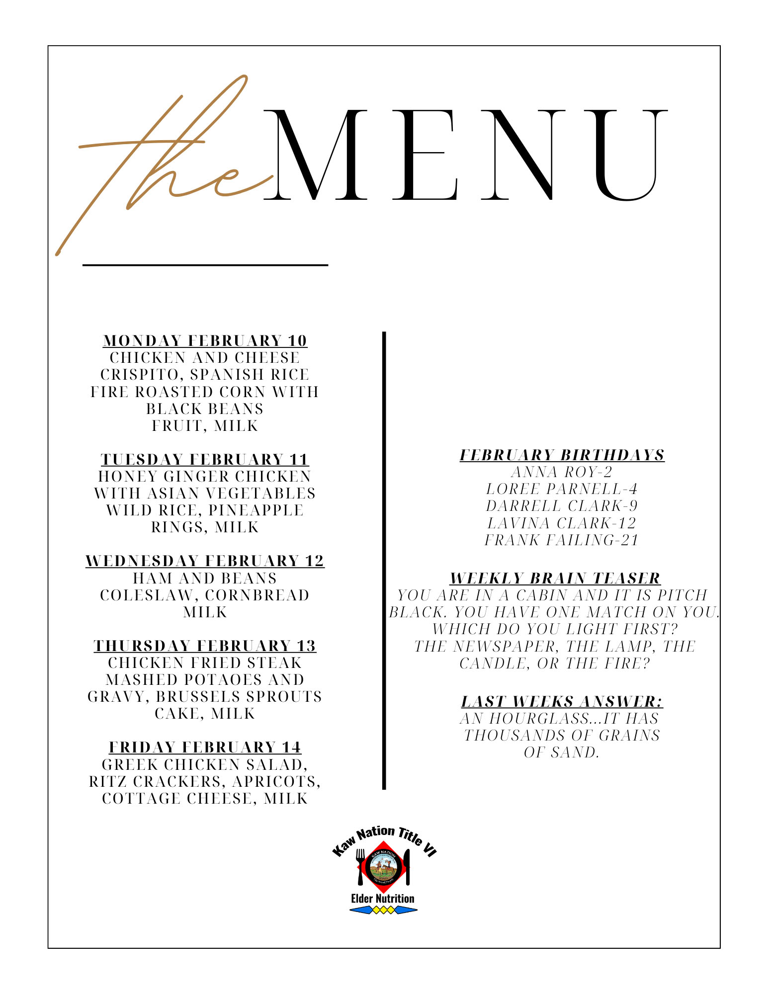 TITLE VI LUNCH MENU | www.kawnation.gov