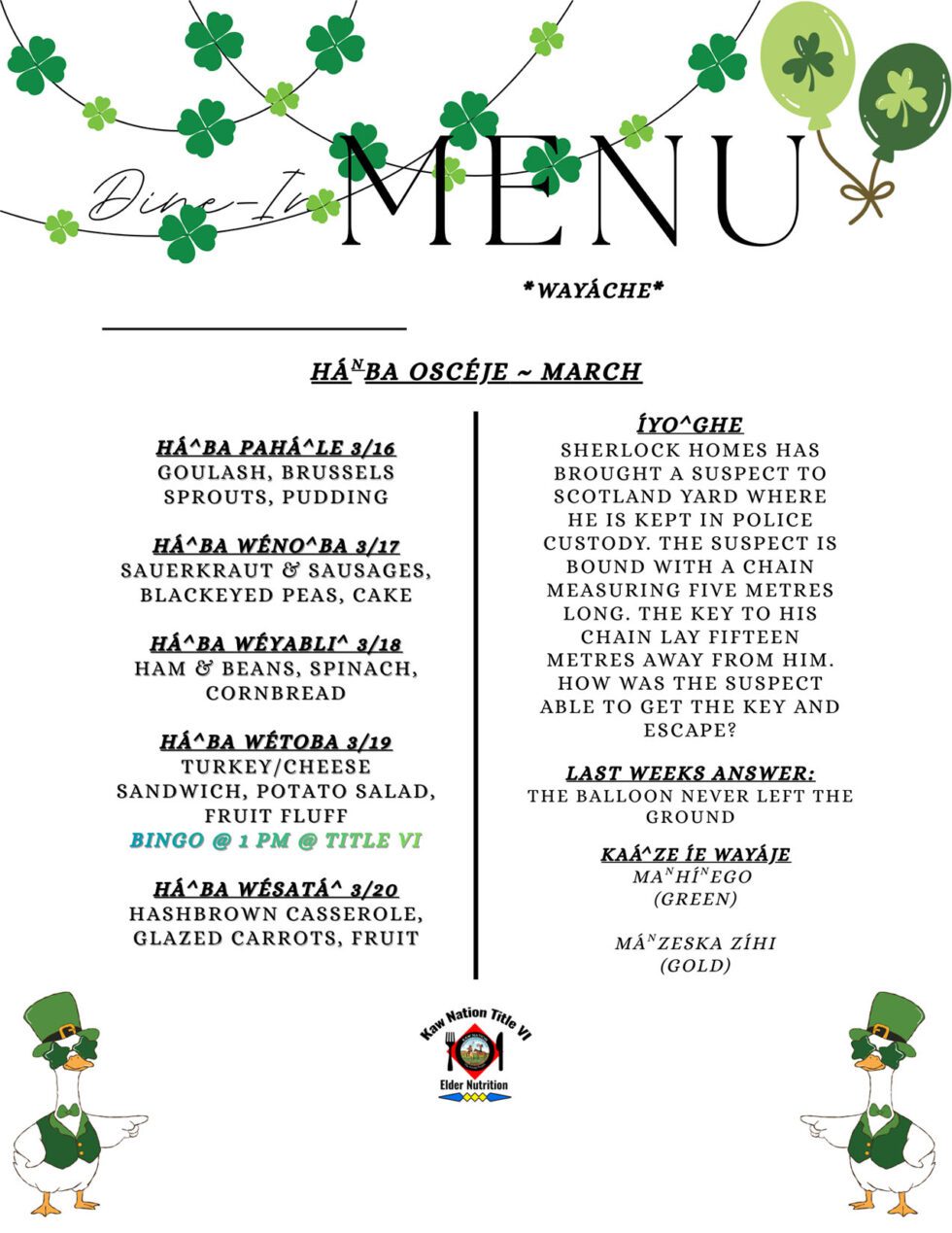 TITLE VI LUNCH MENU | www.kawnation.gov